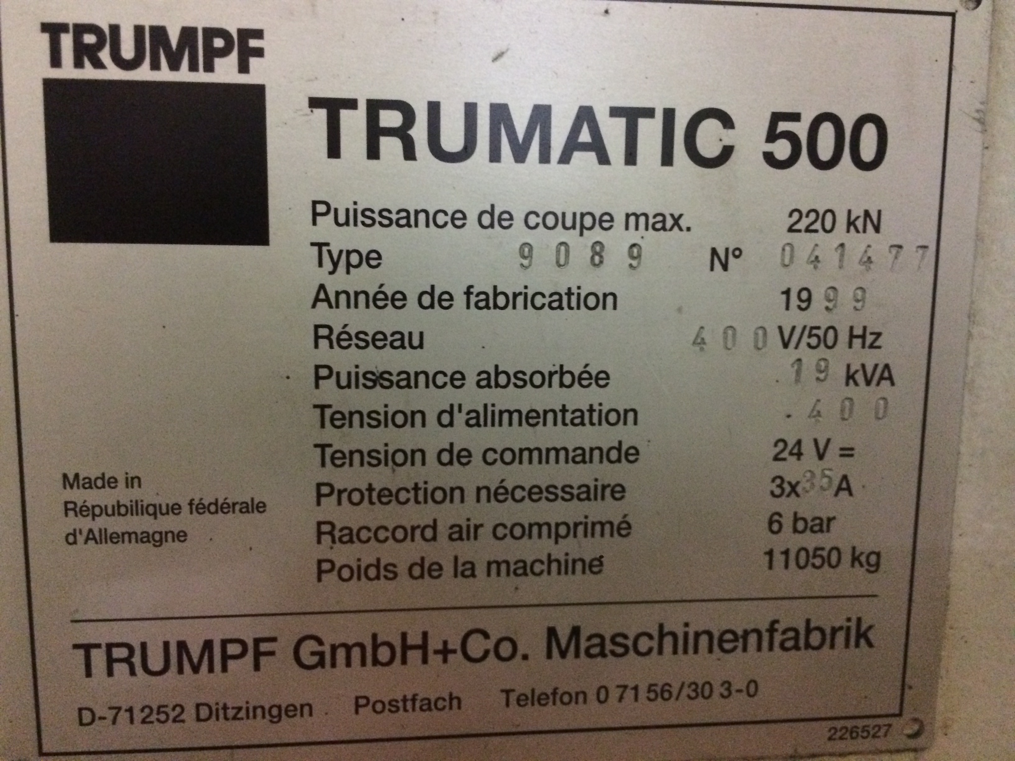 TRUMPF TRUMATIC TC 500 - Solutions Machines Outils